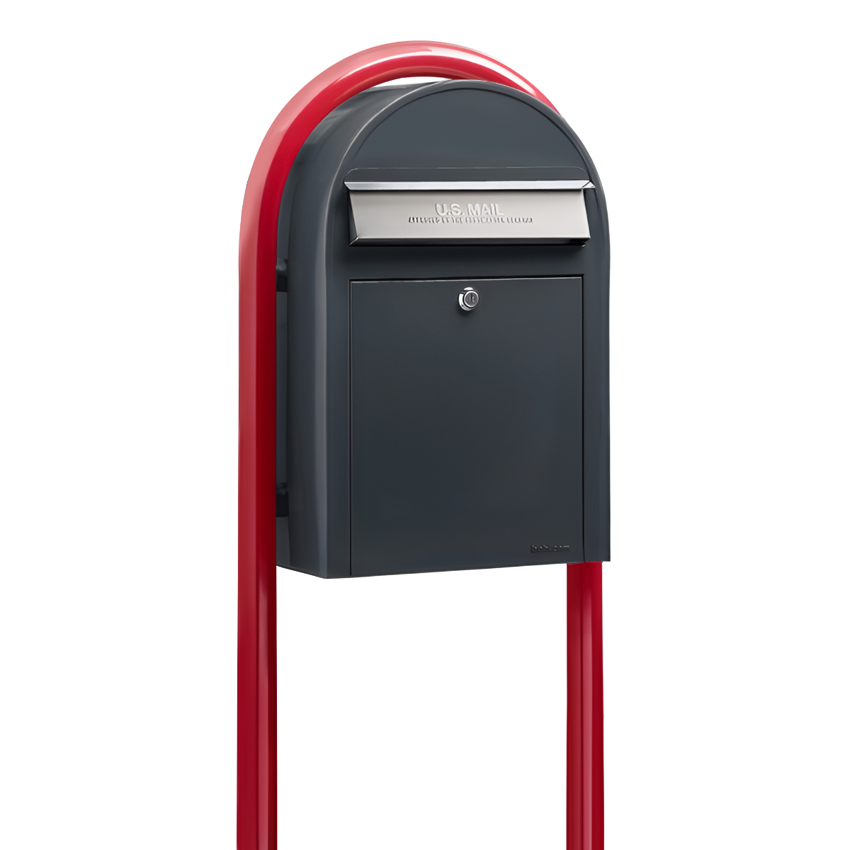 Bobi Classic Grey Mailbox & Red Post - USPS Approved